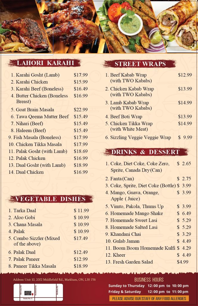 Take Out Menu – Lahore Premium Kabab House